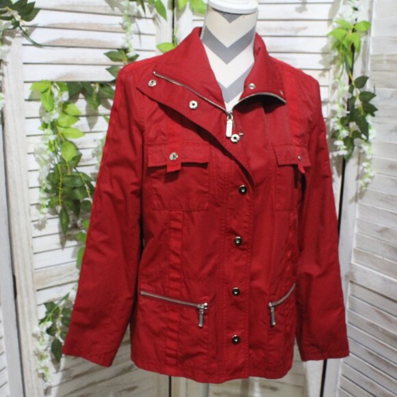 CAbi | Jackets & Coats | Cabi Red Utility Moto Jacket764 | Poshmark